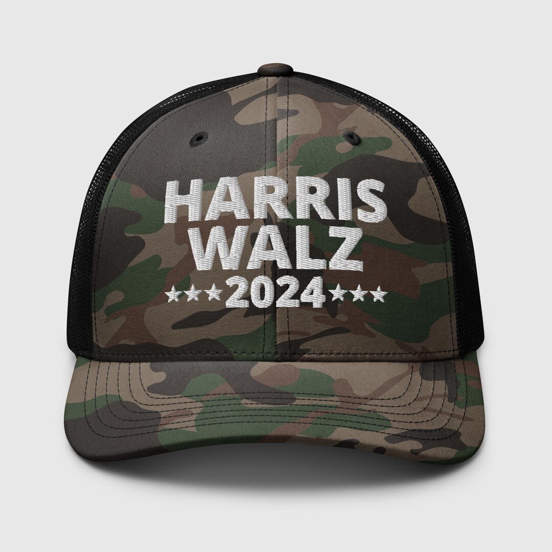 Harris Walz 2024 Camo Trucker Hat, Kamala Harris 2024, Embroidered ...