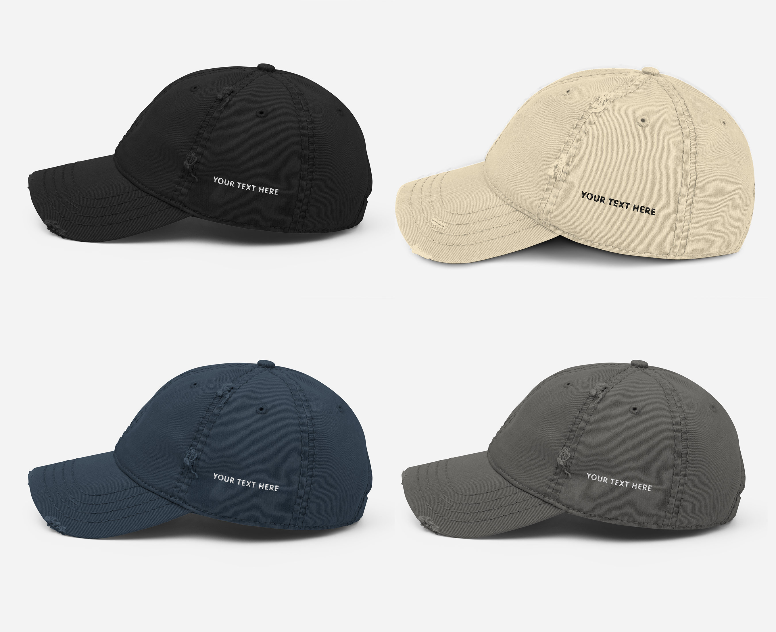 Side Stitch Hat, Distressed Hat, Side of Hat Embroidery, Custom Caps ...