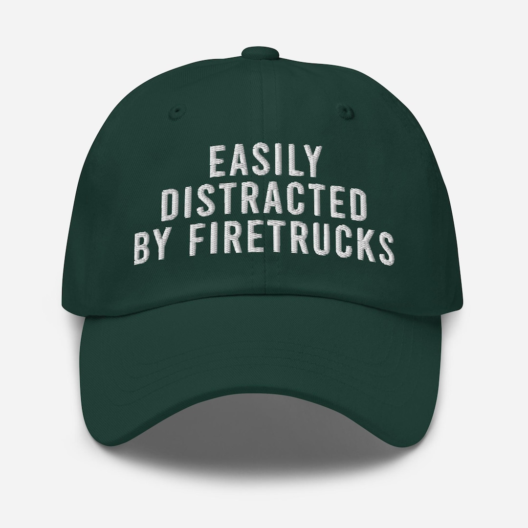 Easily Distracted by Firetrucks Hat, Funny Fire Engine Hat, Bugs Hat ...