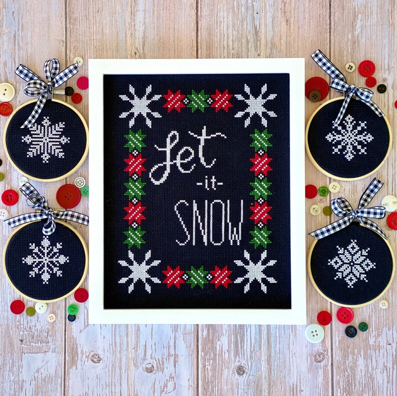 PDF - Let It Snow Cross Stitch Pattern Plus 4 Bonus Snowflakes - PDF ...