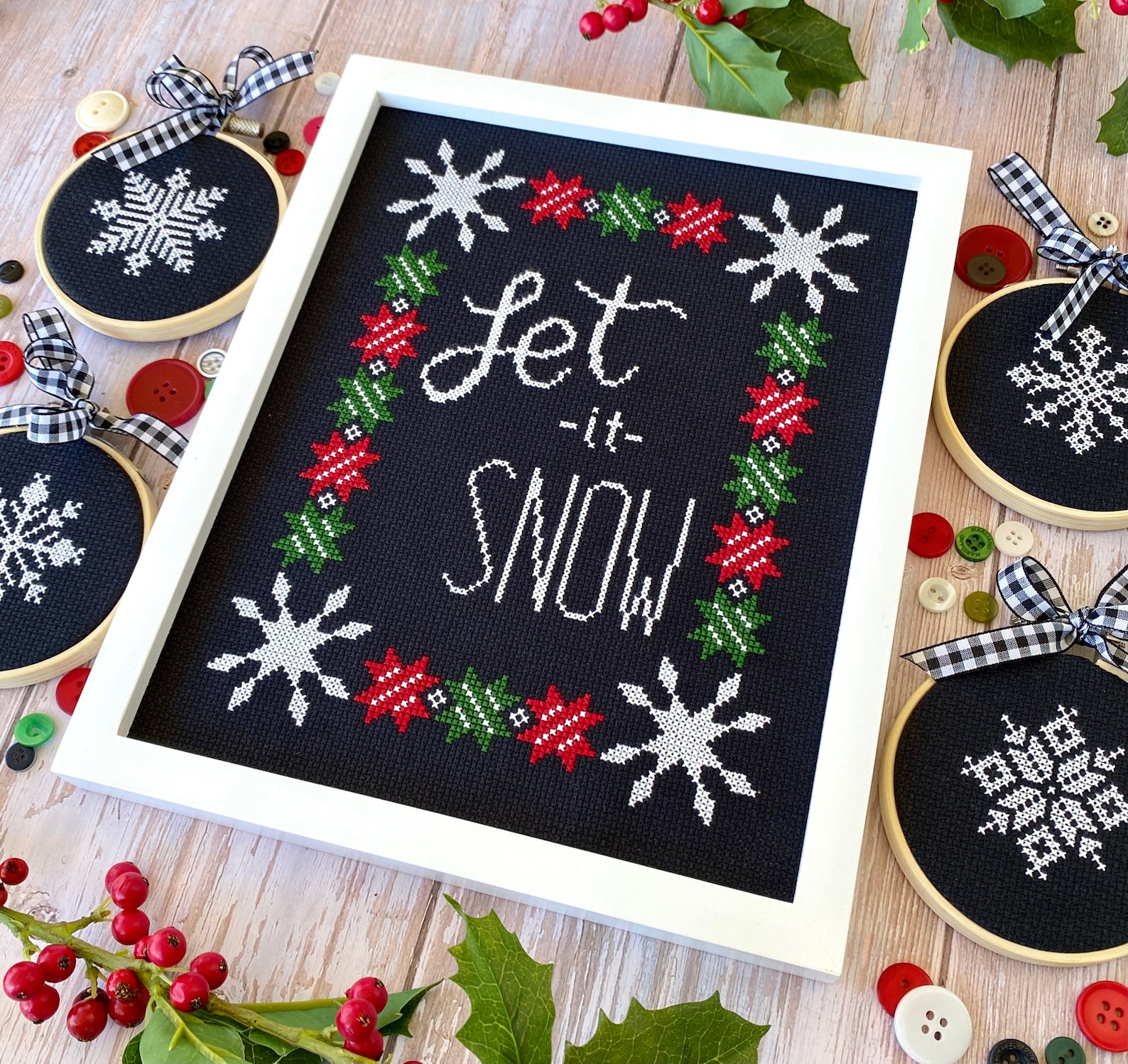 PDF - Let It Snow Cross Stitch Pattern Plus 4 Bonus Snowflakes - PDF ...