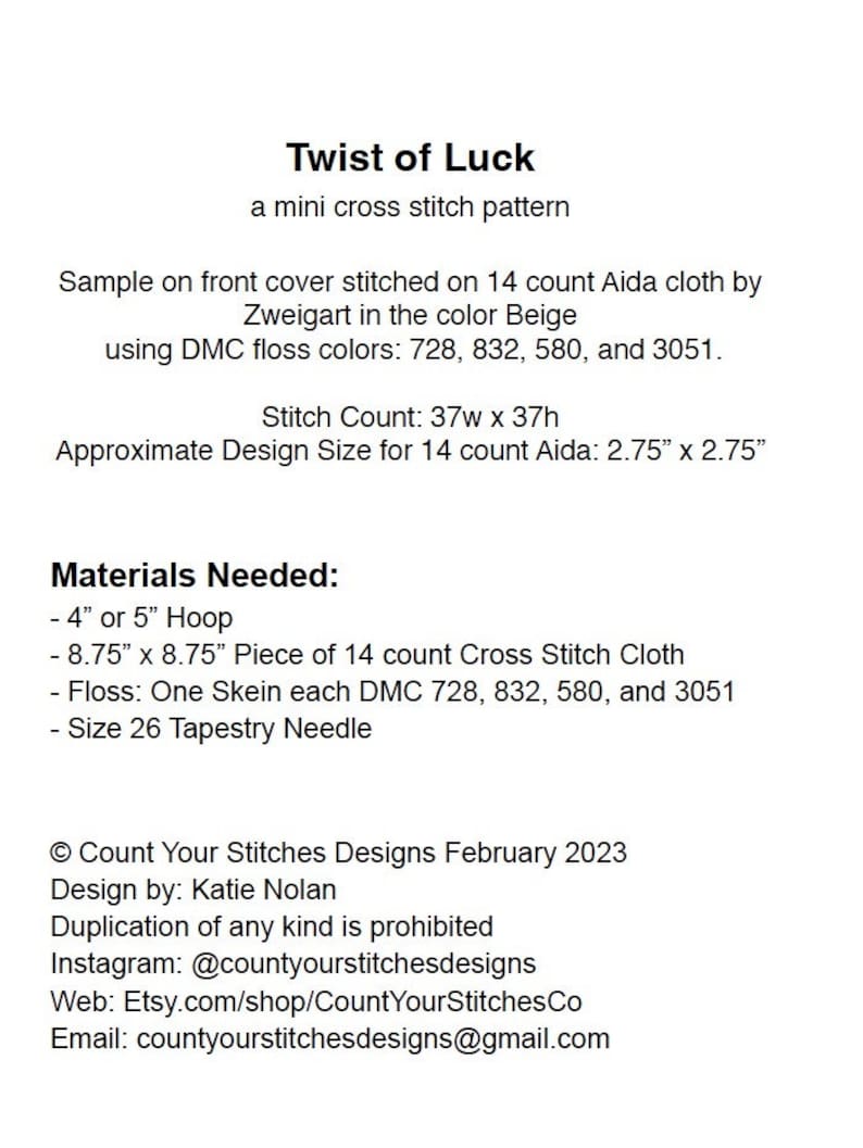 PDF - Twist of Luck Mini - PDF Instant Download - Etsy