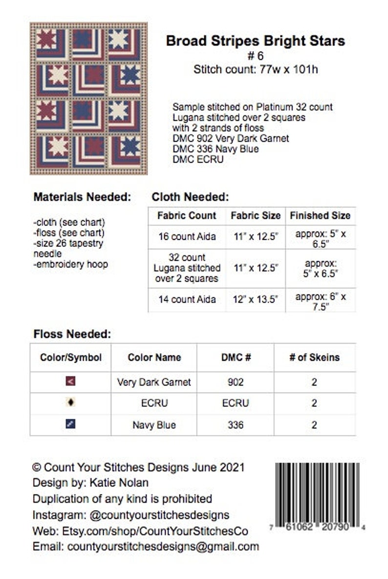 PDF Broad Stripes Bright Stars Cross Stitch Pattern - Instant Download ...