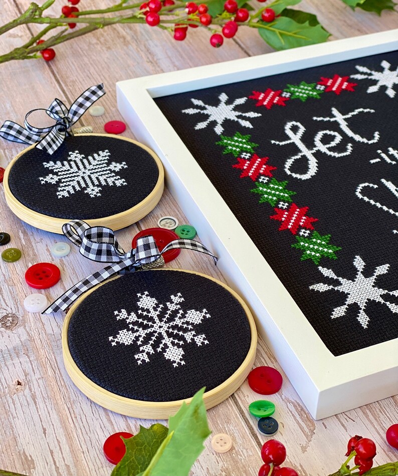PDF Let It Snow Cross Stitch Pattern Plus 4 Bonus Snowflakes - Etsy