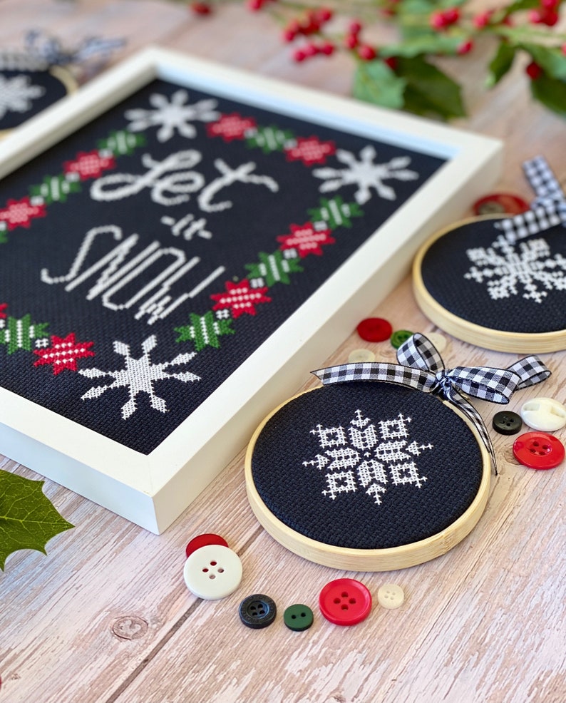 PDF Let It Snow Cross Stitch Pattern Plus 4 Bonus Snowflakes - Etsy