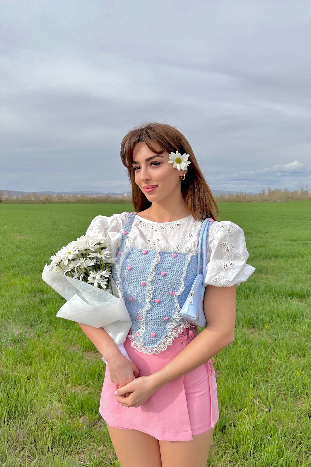 Heyays Romantic Corset Crochet Corset Cottagecore Top Handmade Corset ...