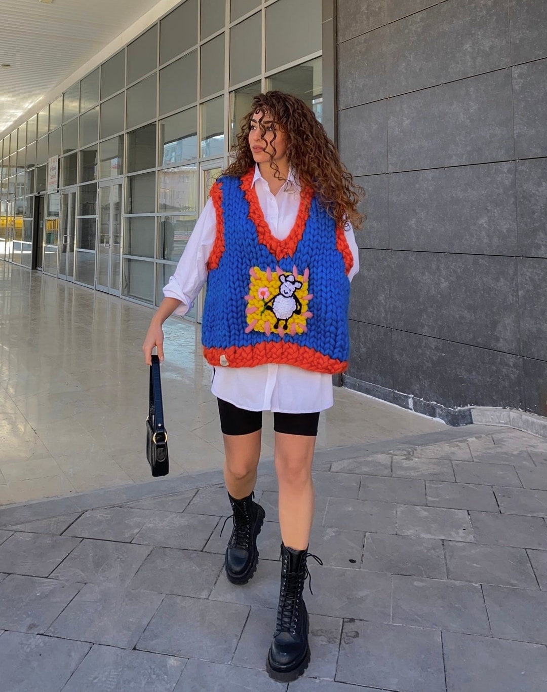 Handmade Oversized Sheep Vest, Chunky Merino Wool Knit, Harajuku ...