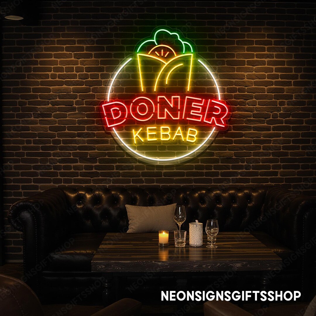 Kebab Led Light Sign, Doner Kebab Neon Sign, Kebab Bistro Meat Fast ...