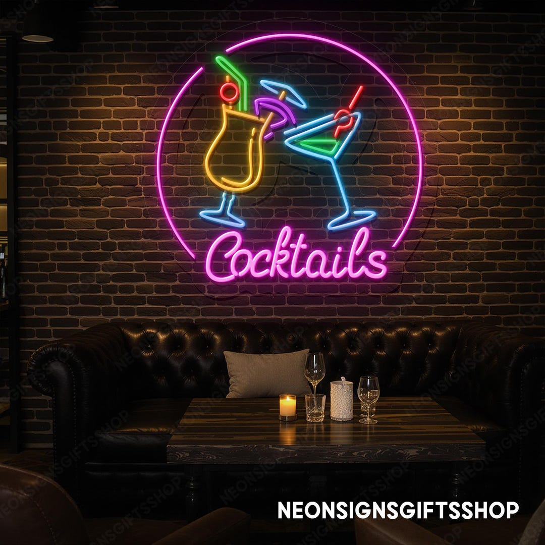 Cocktails Neon Sign, Cocktail Room Wall Decor, Cocktails Drink LED ...