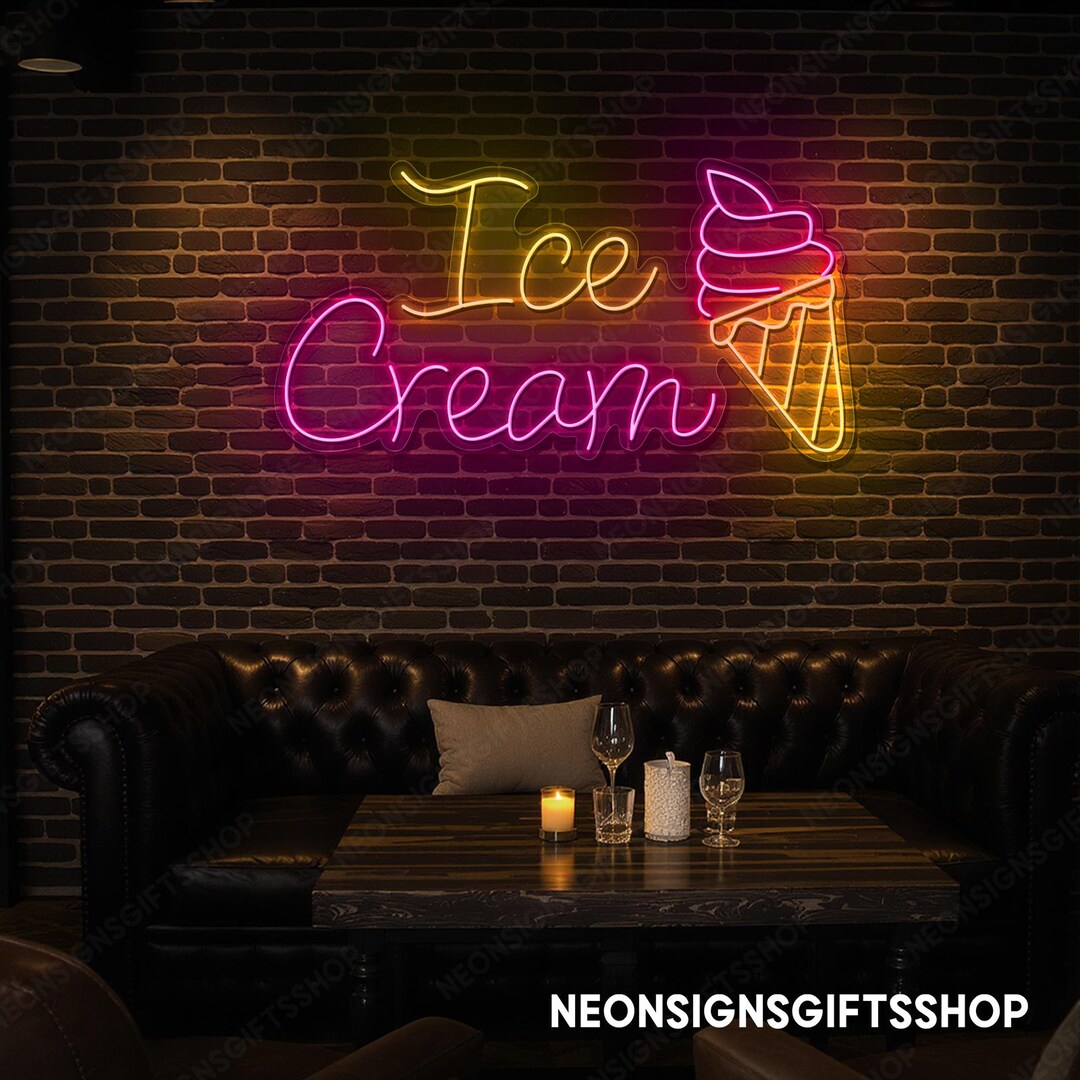 Ice Cream Neon Sign, LED Ice Cream Cone Light, Ice Cream Neon Light ...