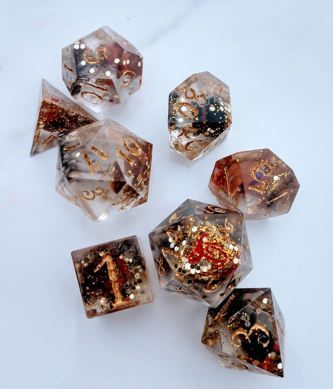 Gold Treasure Bag Character Themed Dice Set. Thief Rogue Dice With Gold ...