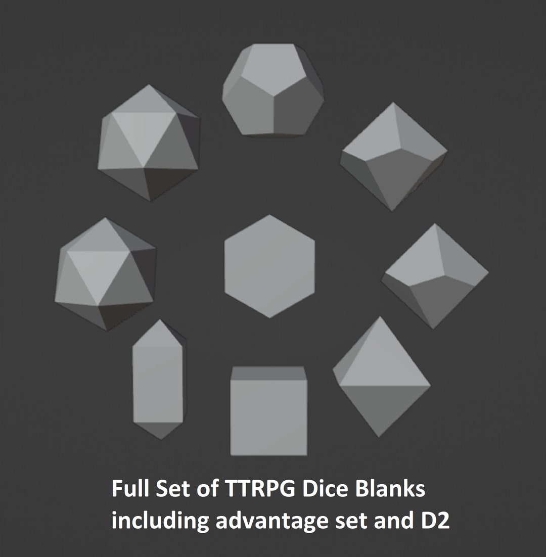 Custom TTRPG 9-piece Dice Set Fully Customizable STL File for Dice ...