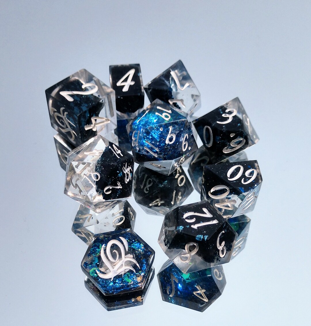 Colorful Geode Dice Sets. Stunning Precious Stone Look With Black Rock ...