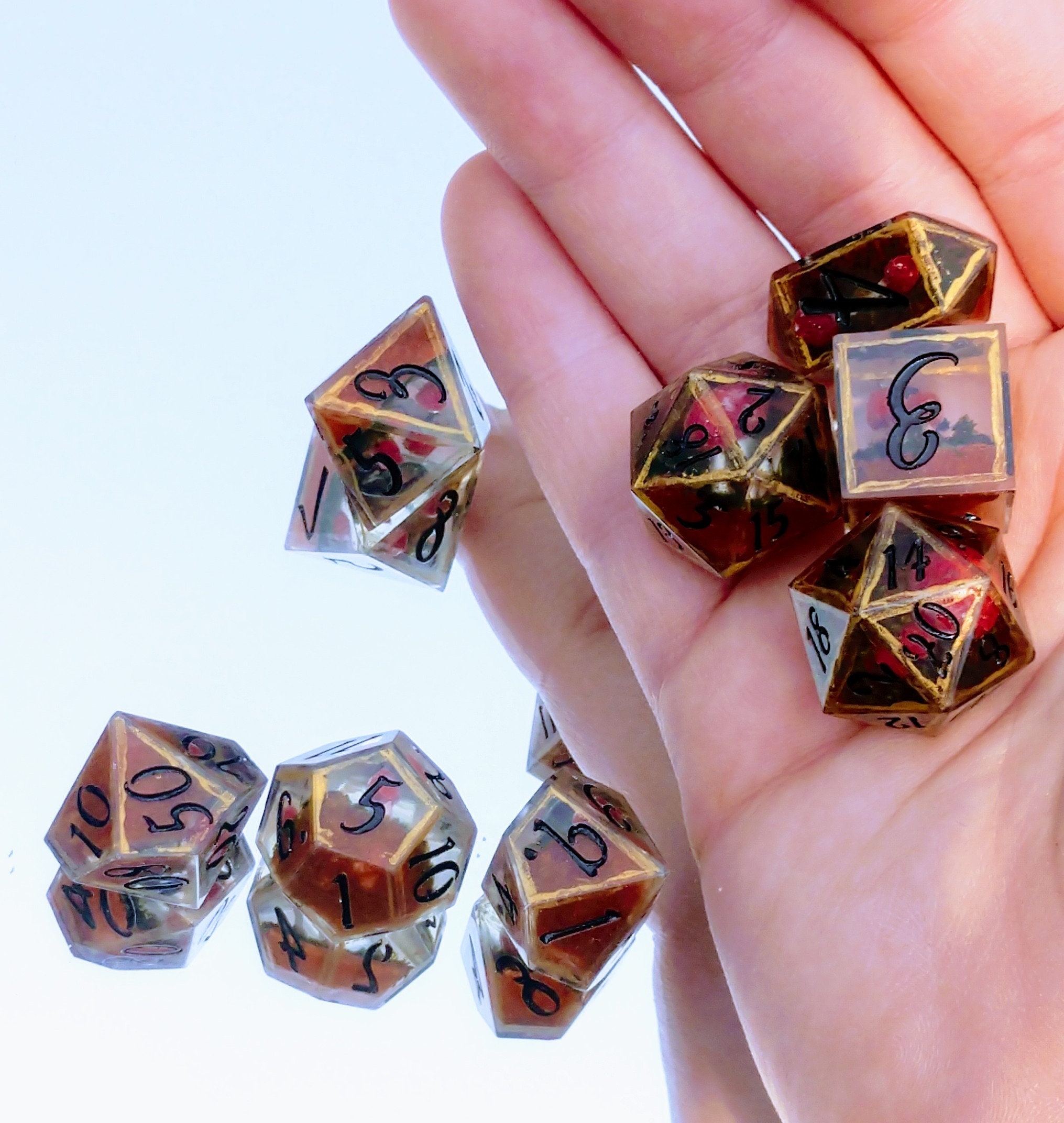 Mushroom Terrarium Dice Set, RPG Dice, Red and Green - Etsy