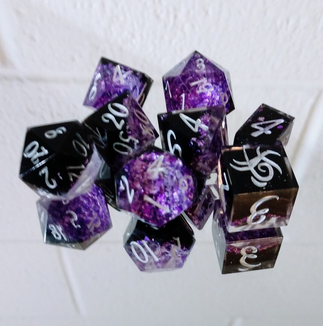 Colorful Geode Dice Sets. Stunning Precious Stone Look With Black Rock ...