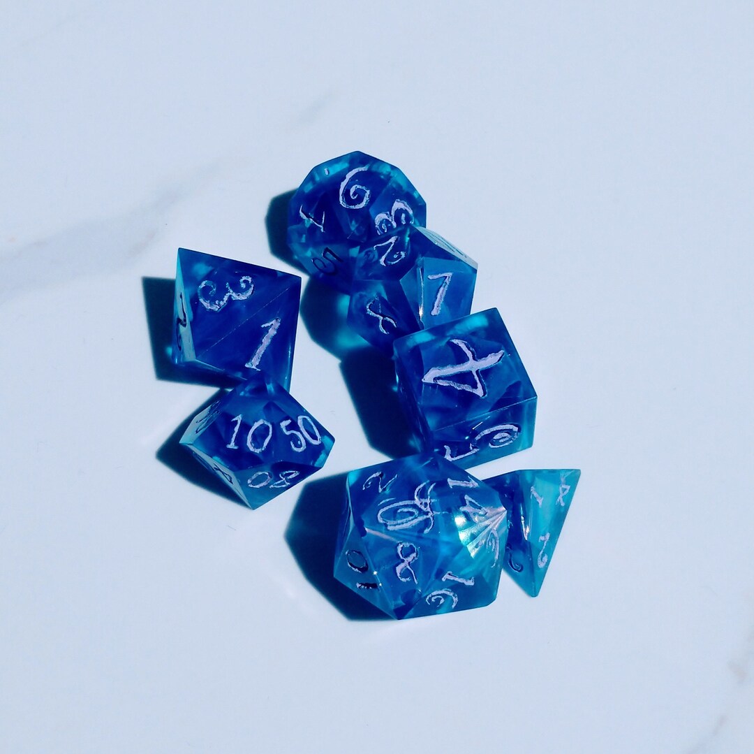 Blue Ice Holographic Dice Set. Transparent and Shiny Hand - Etsy
