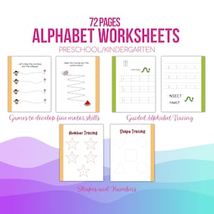 DIGITAL Upper & Lowercase Alphabet Letter Printable Tracing Worksheets ...