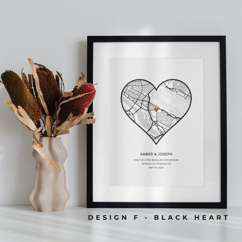 Personalized Couple Map - Engagement Gift, Map Prints Any Location ...