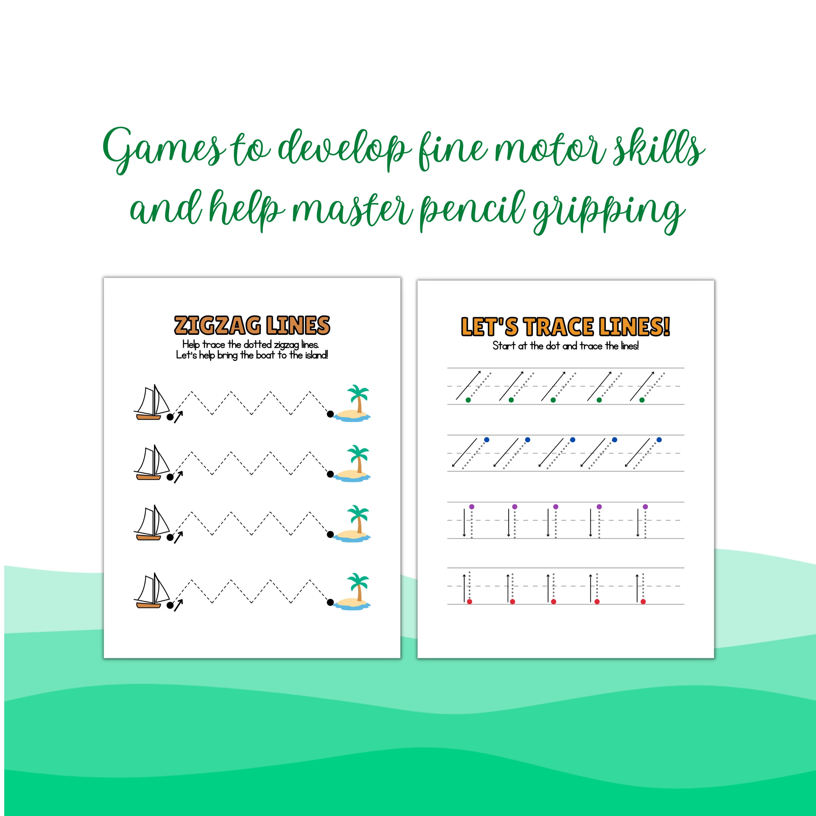 DIGITAL Pencil Control Printable Tracing Worksheets, Fine Motor Skills ...