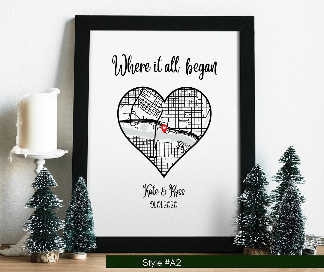 Where We Met Map /where It All Began /couple Map/ Gift for Her/ Gift ...