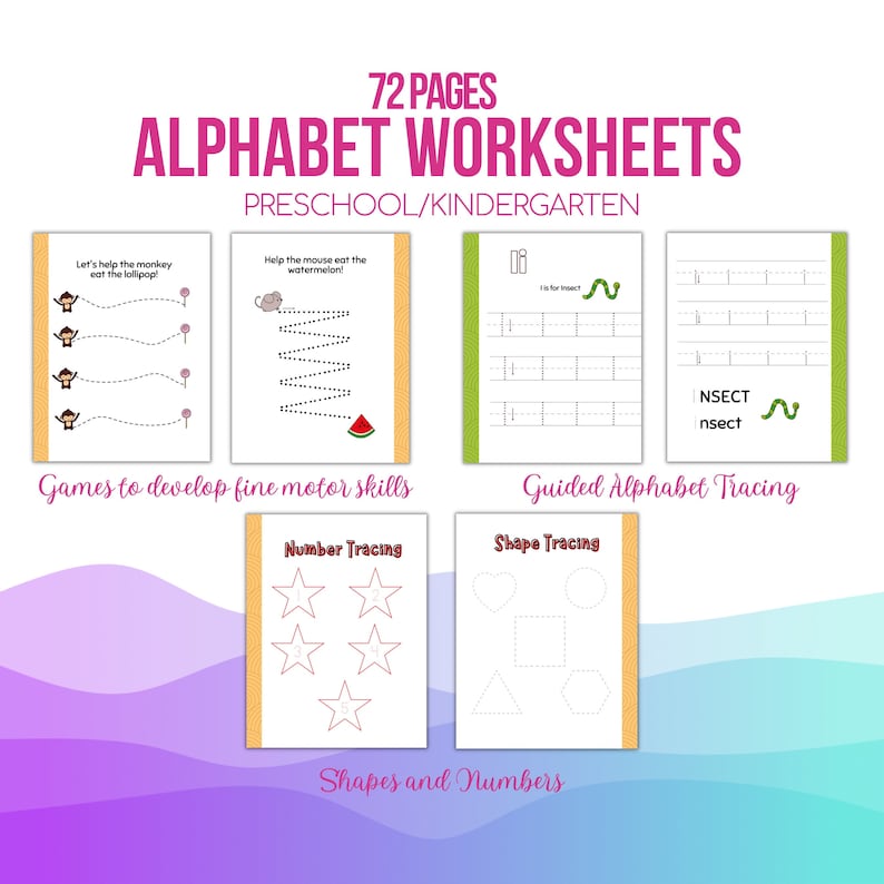 DIGITAL Upper & Lowercase Alphabet Letter Printable Tracing - Etsy