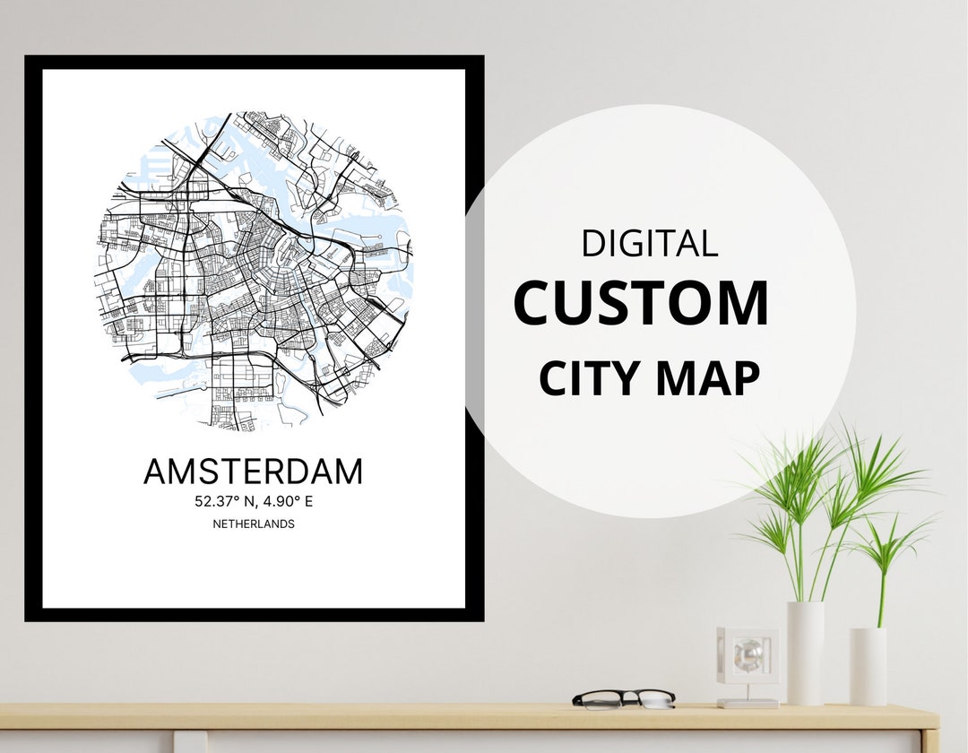Custom Map Poster, City Map Print, Personalized Map, Custom City Map ...