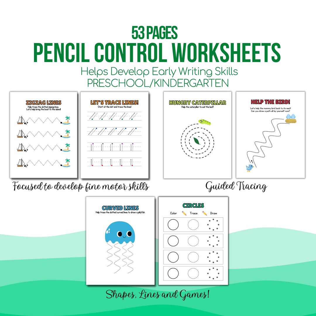 DIGITAL Pencil Control Printable Tracing Worksheets, Fine Motor Skills ...
