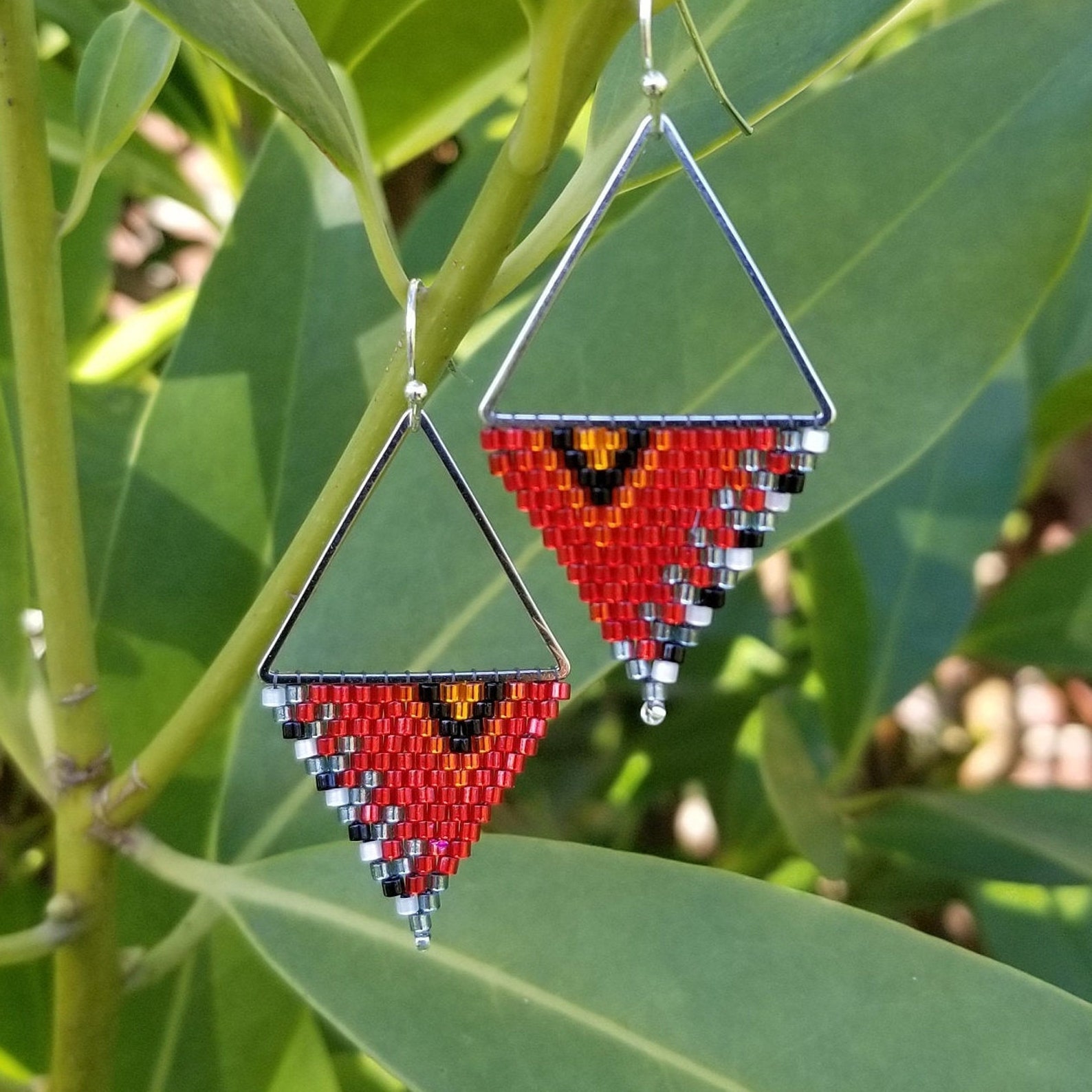 Beaded Triangle Earrings Made to Order - Etsy