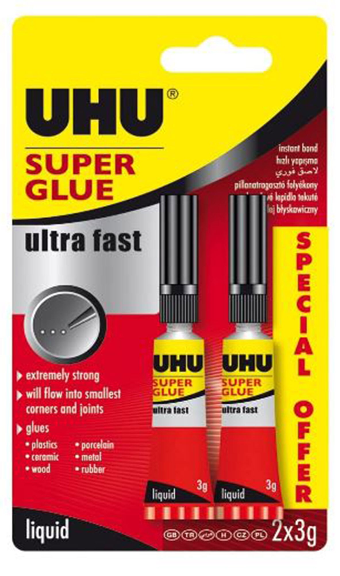 UHU Super Glue 3g – Pegamento líquido ultrarrápido en tubo de 3 g ...