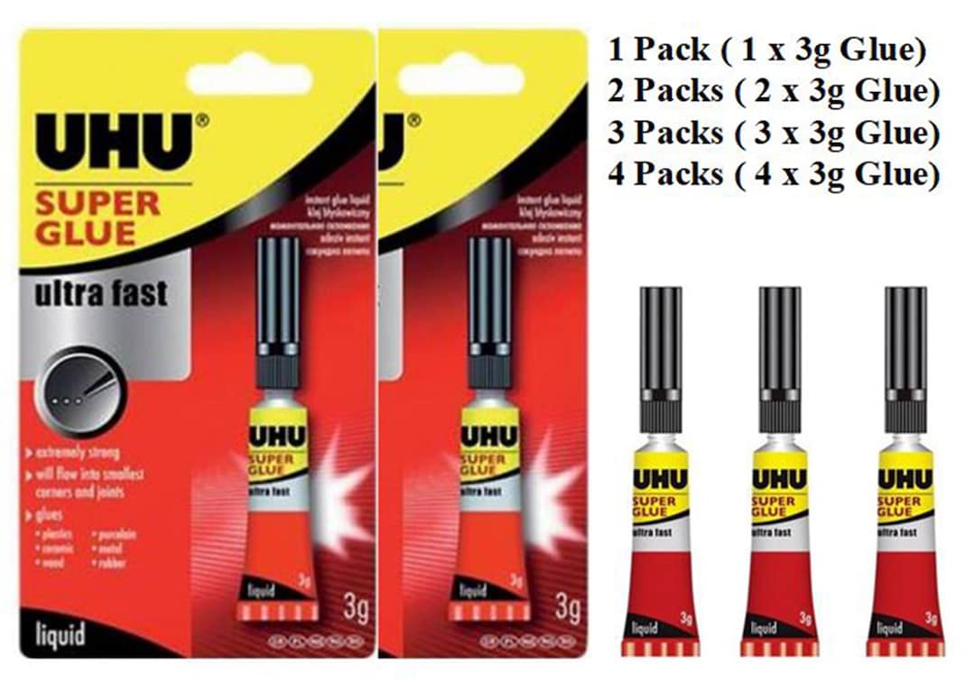 UHU Super Glue 3g – Pegamento líquido ultrarrápido en tubo de 3 g ...