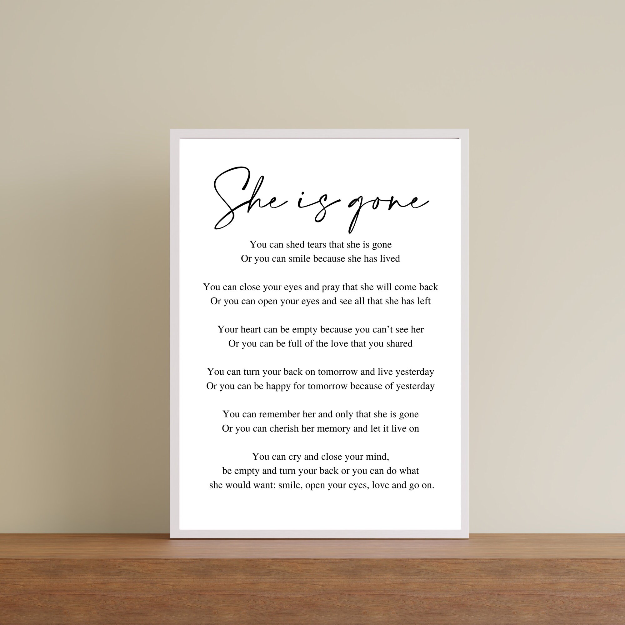 She is Gone Poem Heaven Print A Letter From Heaven Sympathy Gift ...
