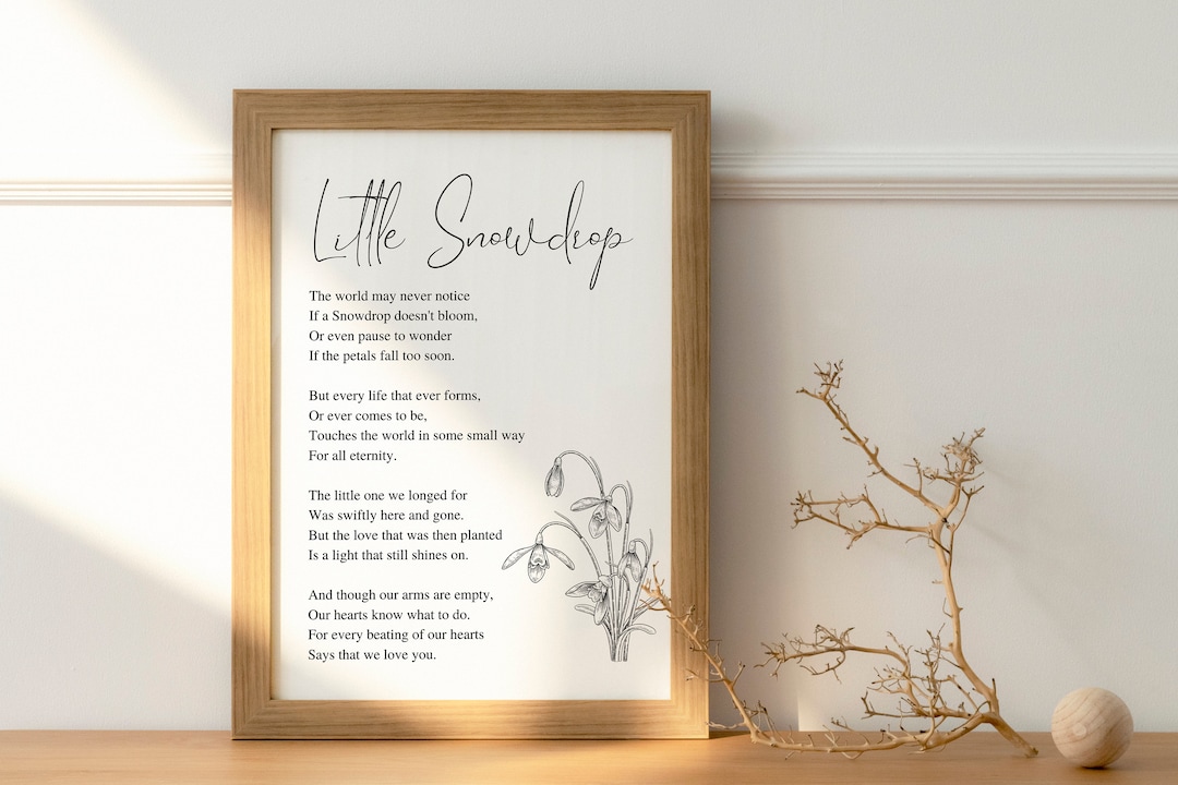 Little Snowdrop Poem Miscarriage Gift in Loving Memory Mourning Poem ...