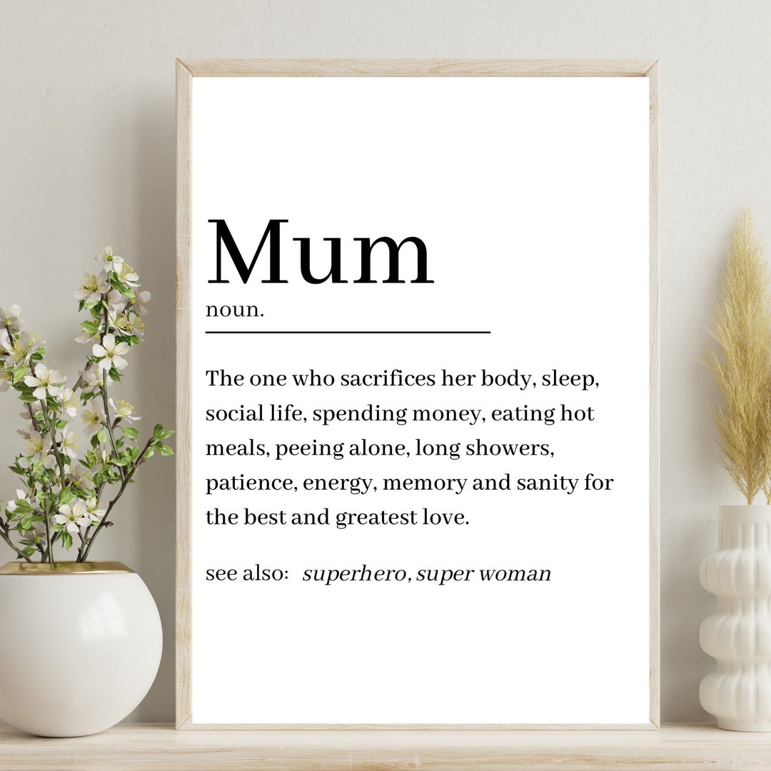 Mothers Day A4 Print, Mother Noun Print - Etsy