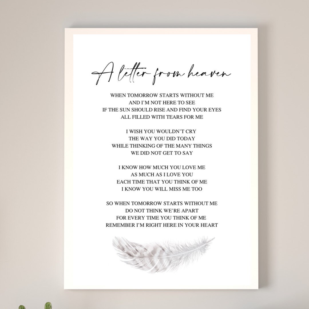 A Letter From Heaven, A4 Print, Heaven Qoute - Etsy