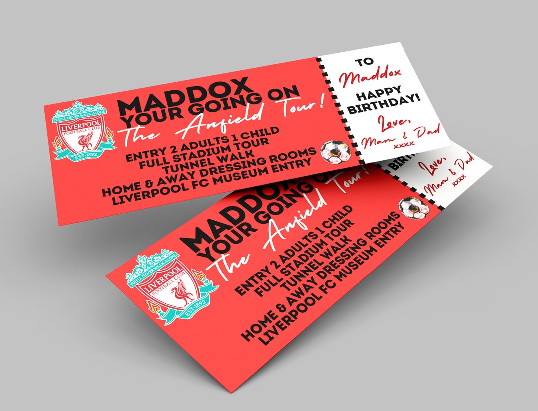Personalised Ticket Stadium Tour Ticket Liverpool Stadium Ticket - Etsy