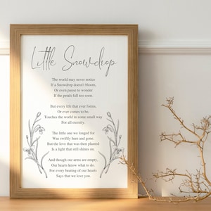 Little Snowdrop Poem Miscarriage Gift in Loving Memory Mourning Poem ...