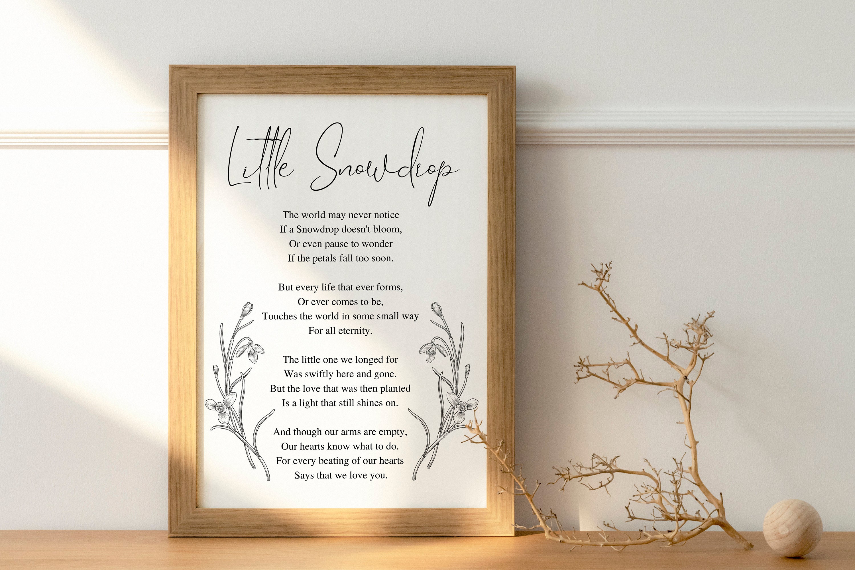 Little Snowdrop Poem Miscarriage Gift in Loving Memory Mourning Poem ...