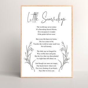 Little Snowdrop Poem Miscarriage Gift in Loving Memory Mourning Poem ...