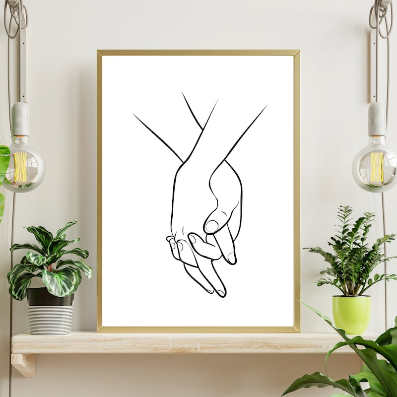 Holding Hands Line Art - Etsy