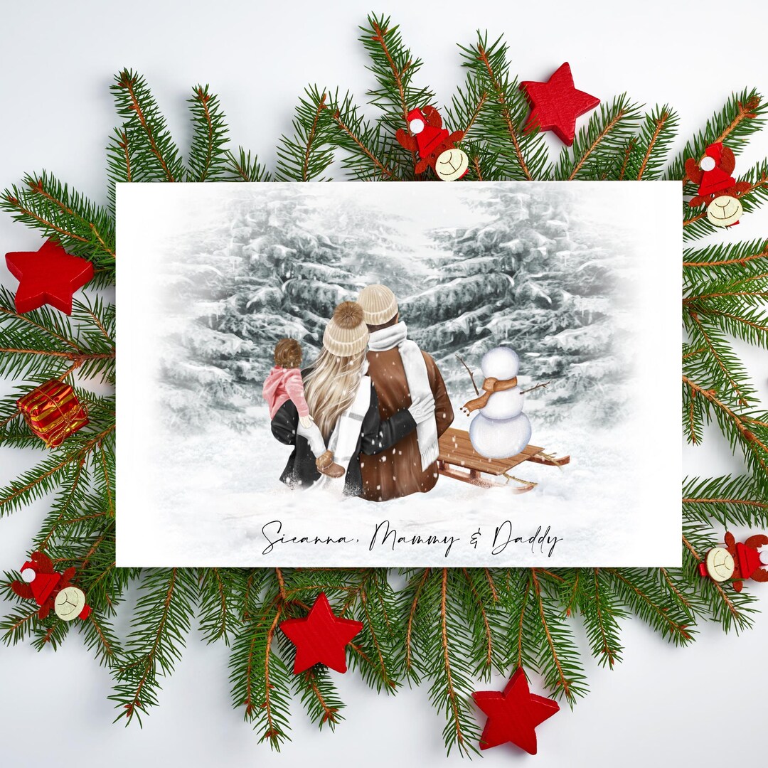 Personalised Christmas Family Print, A4 Unframed Print, Christmas ...