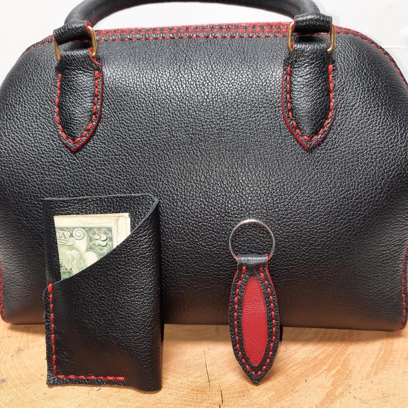 Leather Boston Bag - Etsy