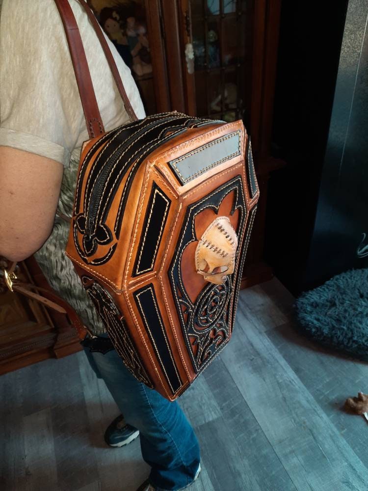 Handmade Leather Coffin Backpack - Etsy