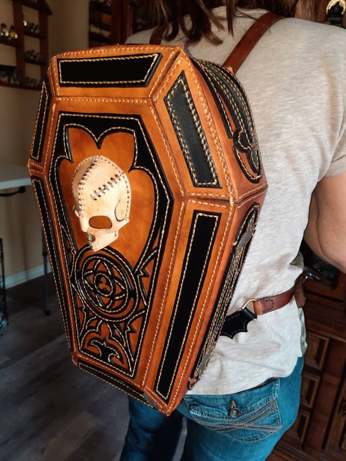 Handmade Leather Coffin Backpack - Etsy