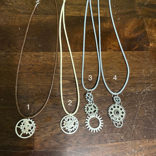 Silver Gear Necklace - Etsy