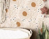Vintage Boho Sunflower Wallpaper Girls Nursery Wallpaper - Etsy