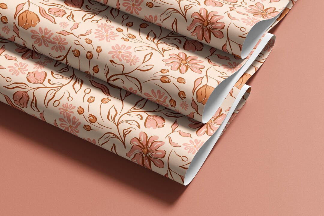 Pink Vintage Floral Peel and Stick Contact Paper Boho Floral ...