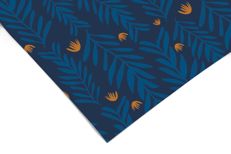 Navy Gold Floral Leaf Contact Paper Peel and Stick Wallpaper - Etsy
