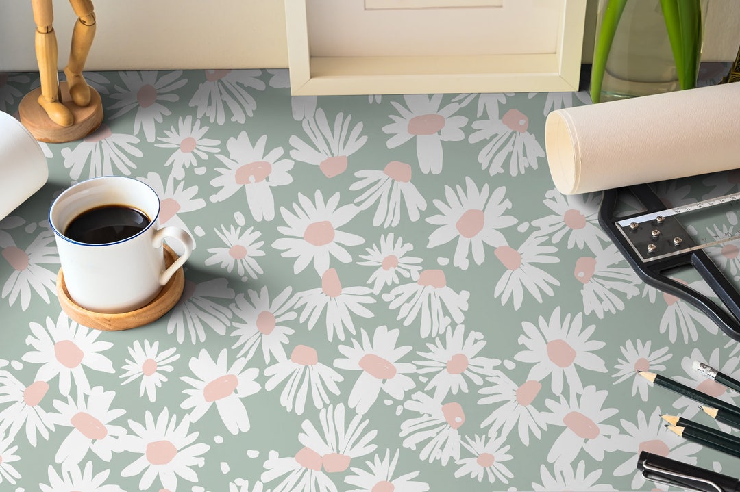 Mint and Pink Floral Contact Paper | Peel and Stick Wallpaper ...