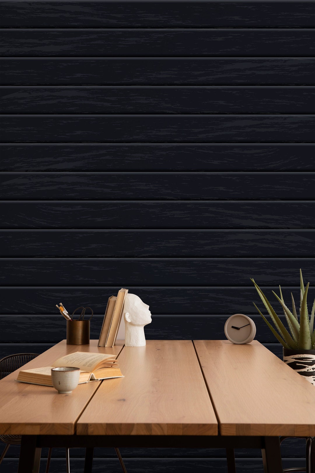 Black Shiplap Wallpaper Peel and Stick Wallpaper Removable Wallpaper ...