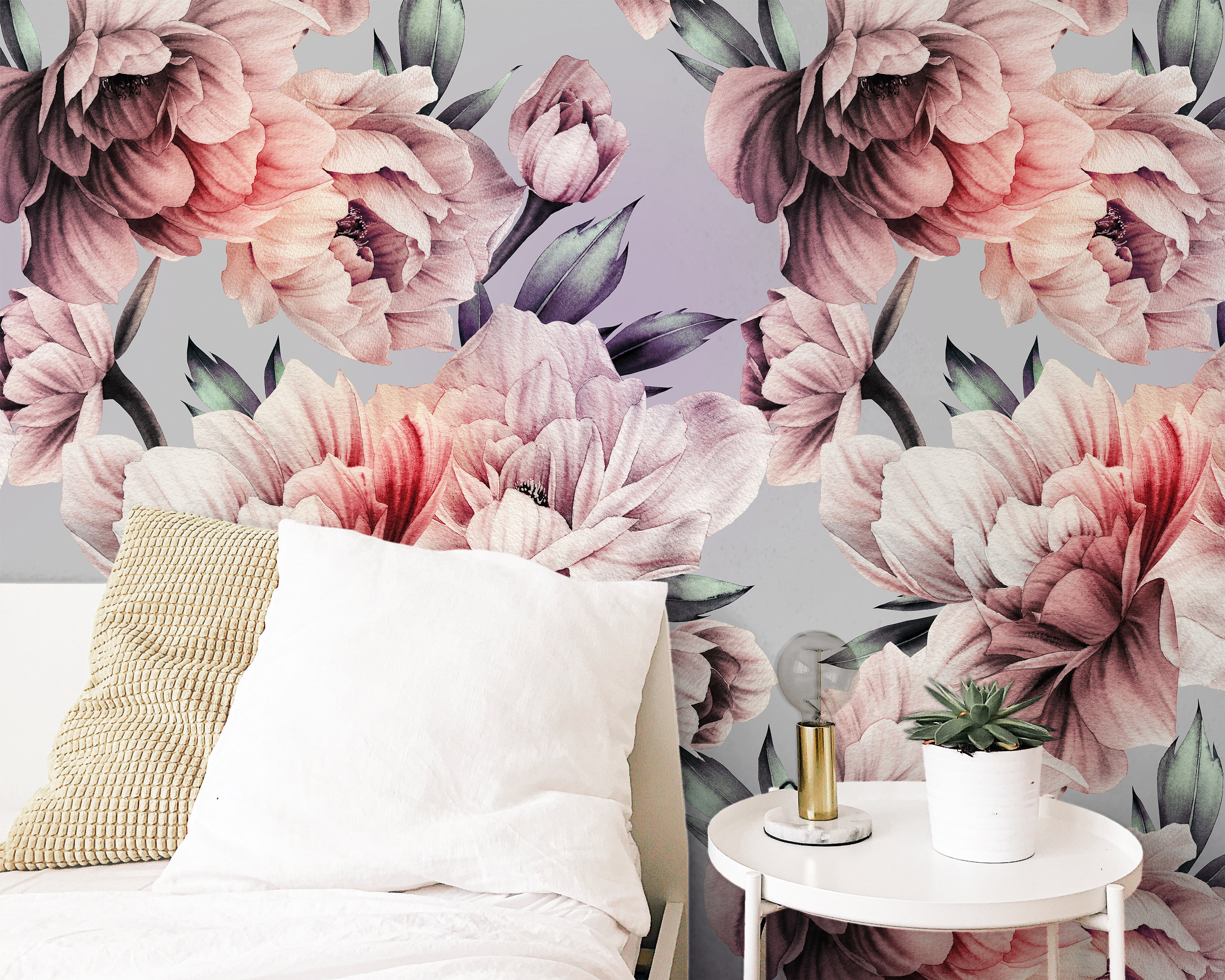 Large Floral Mural Wallpaper Removable Wallpaper Peel and - Etsy